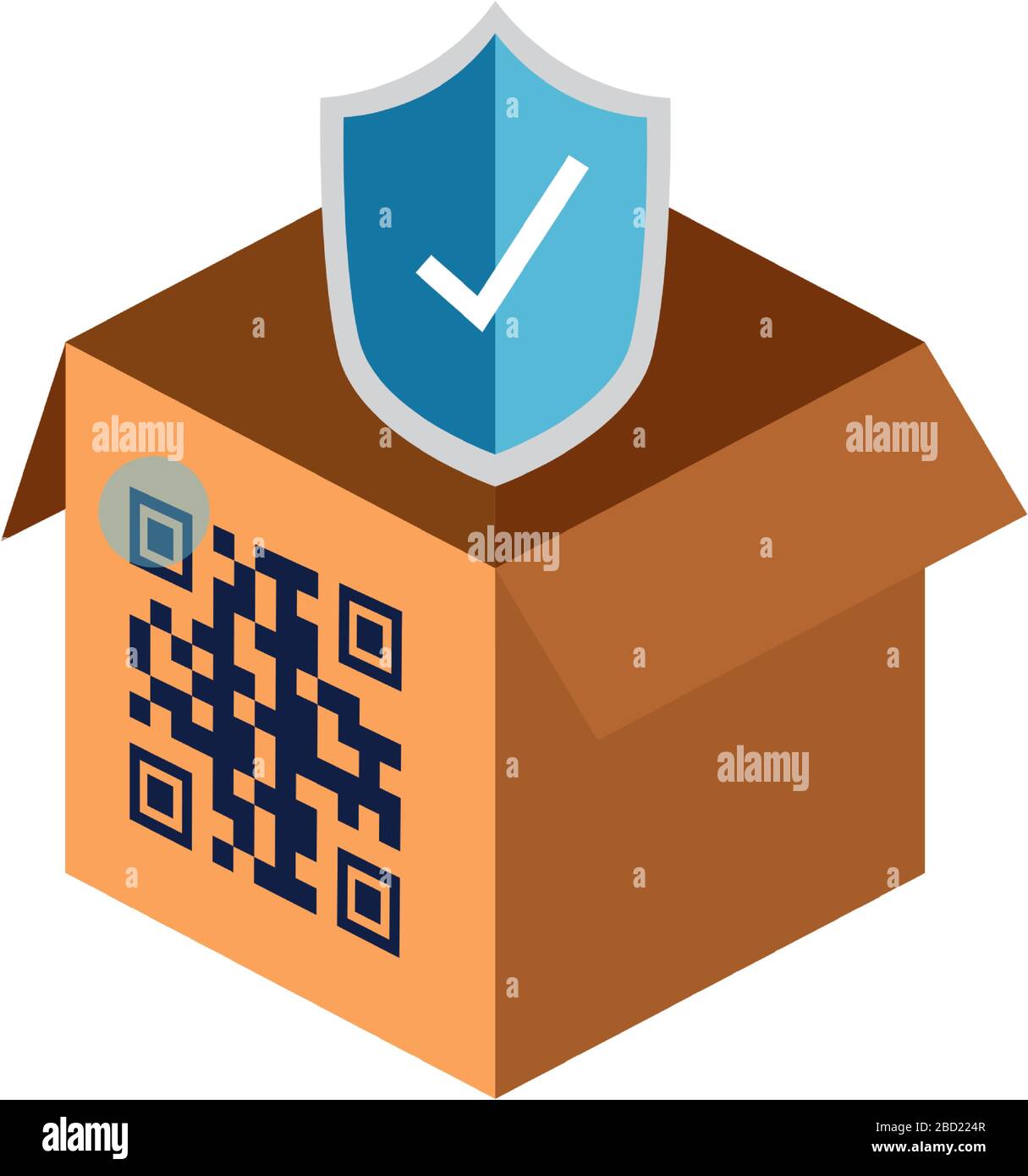 qr code over box and shield vector design Stock Vector Image & Art - Alamy