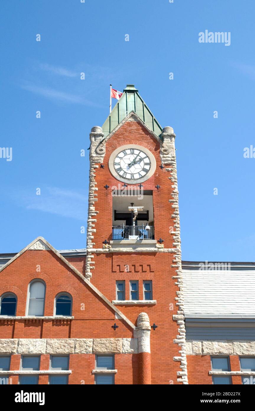 Clock tower on the Hurontario Street in Collingwood Ontario Canada ...