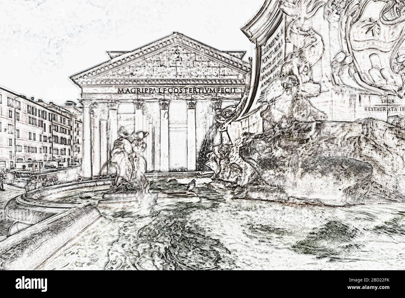 Pantheon rome drawing hi-res stock photography and images - Alamy