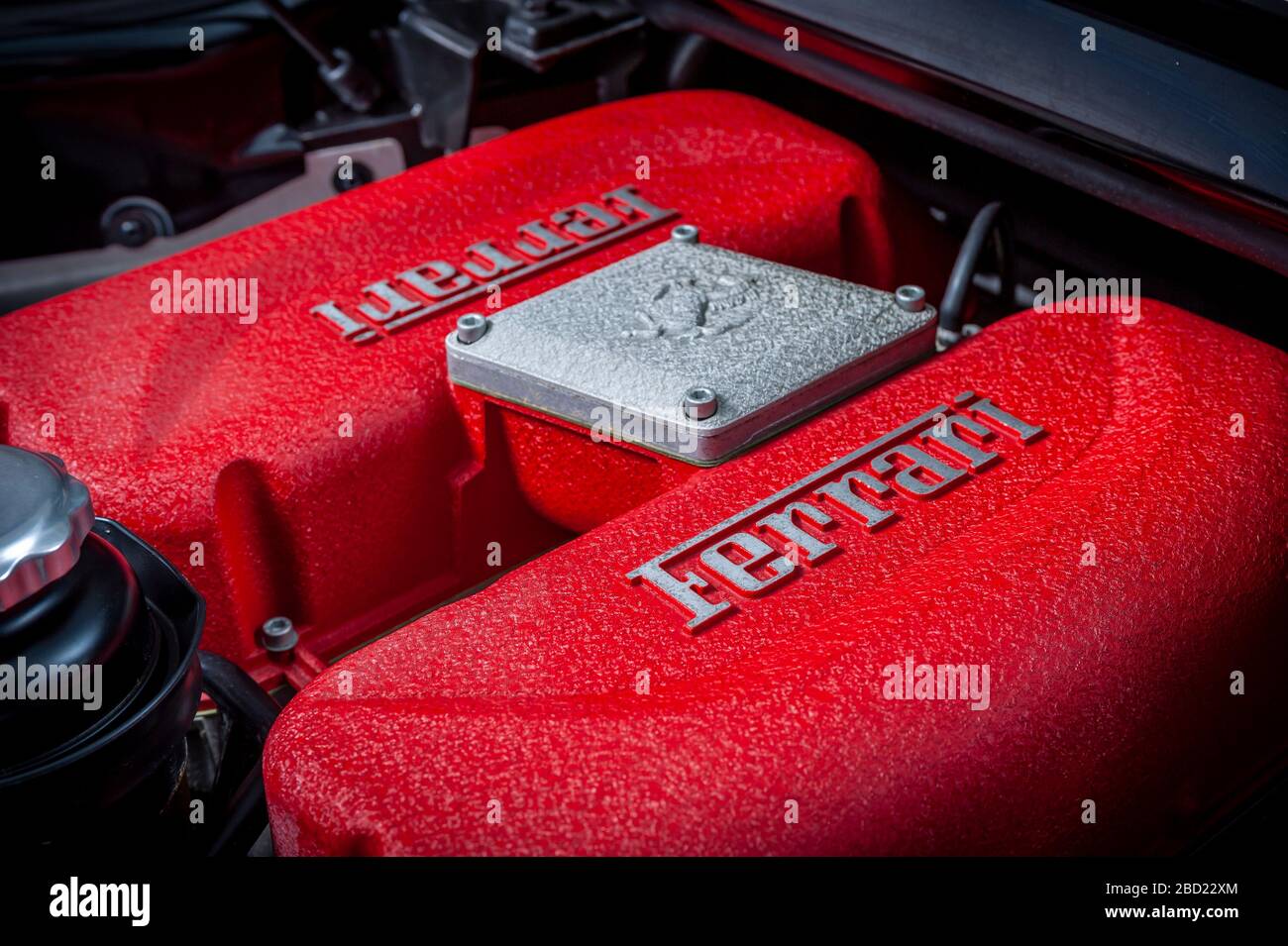 The 3.5lt Fuel injected V8 engine used in the Ferrari 360 Stock Photo ...
