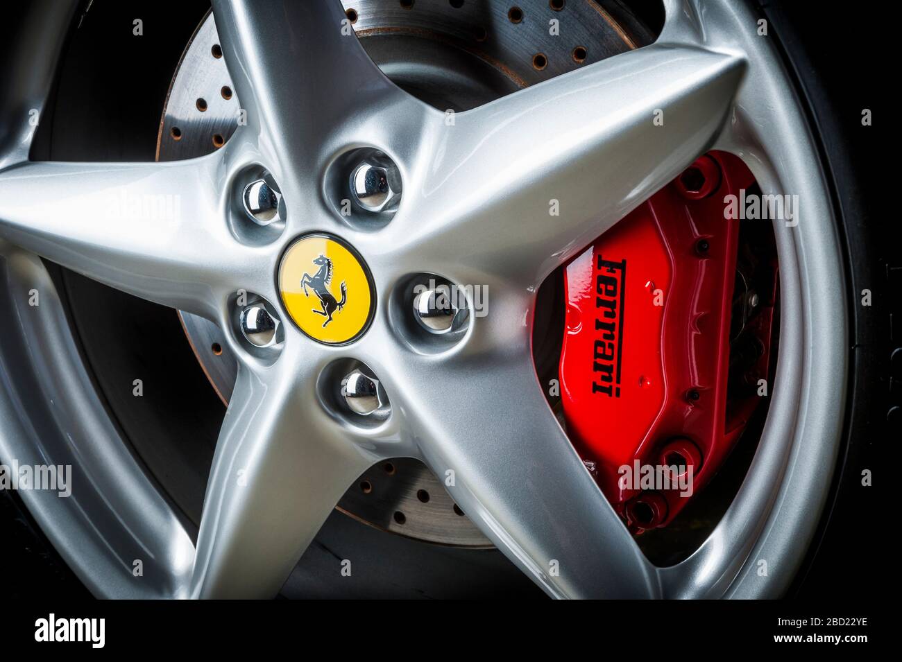 Ferrari 360 Spider 5 spoke alloy wheel Stock Photo - Alamy