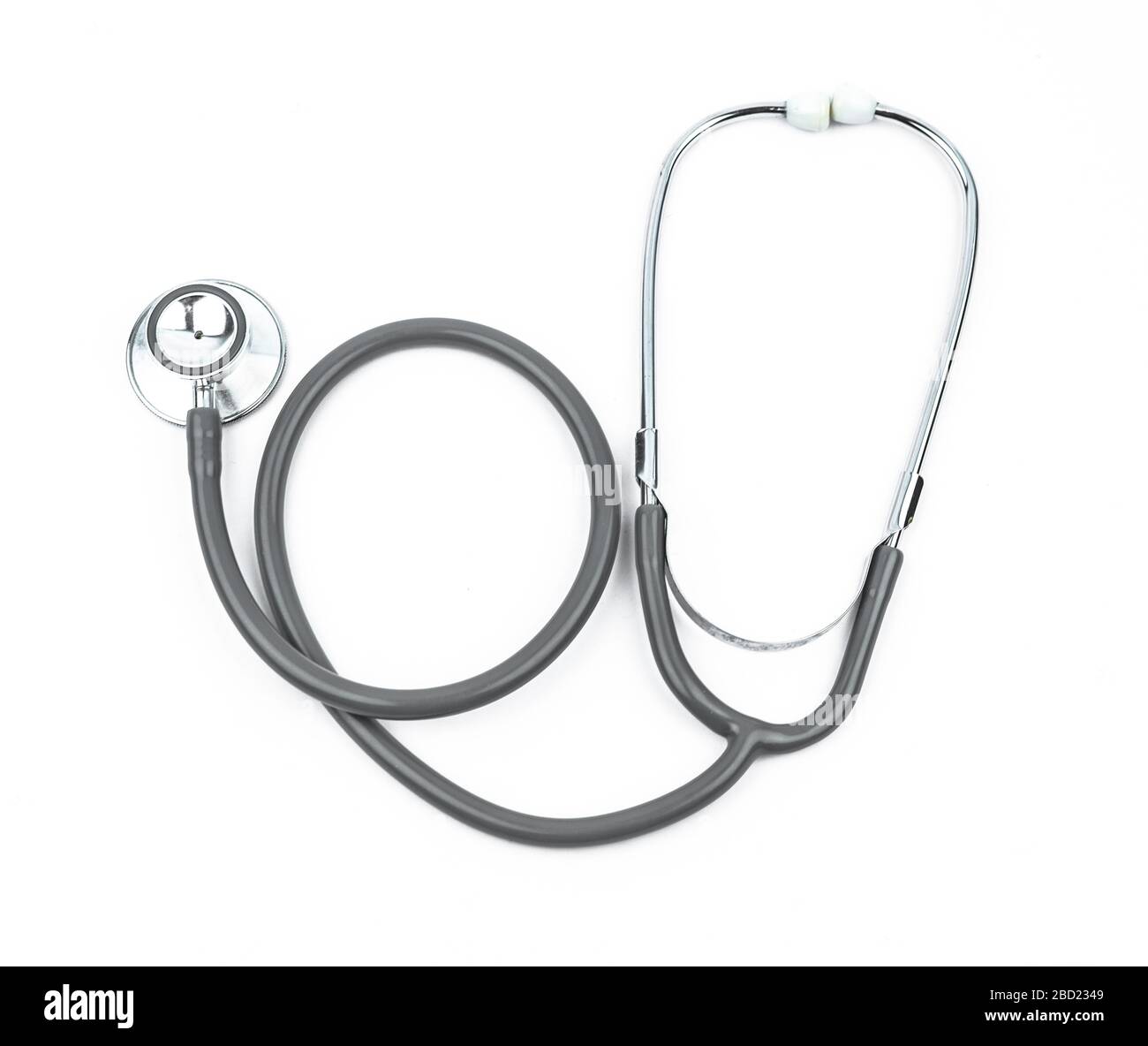 A stethoscope with gray rubber isolated on a white background,ready to ...