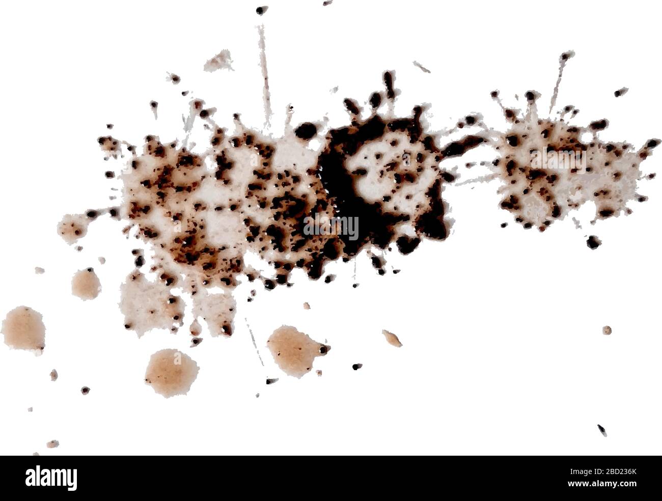 Stains of spilled coffee. The spots are brown. Splashing of spilled ...