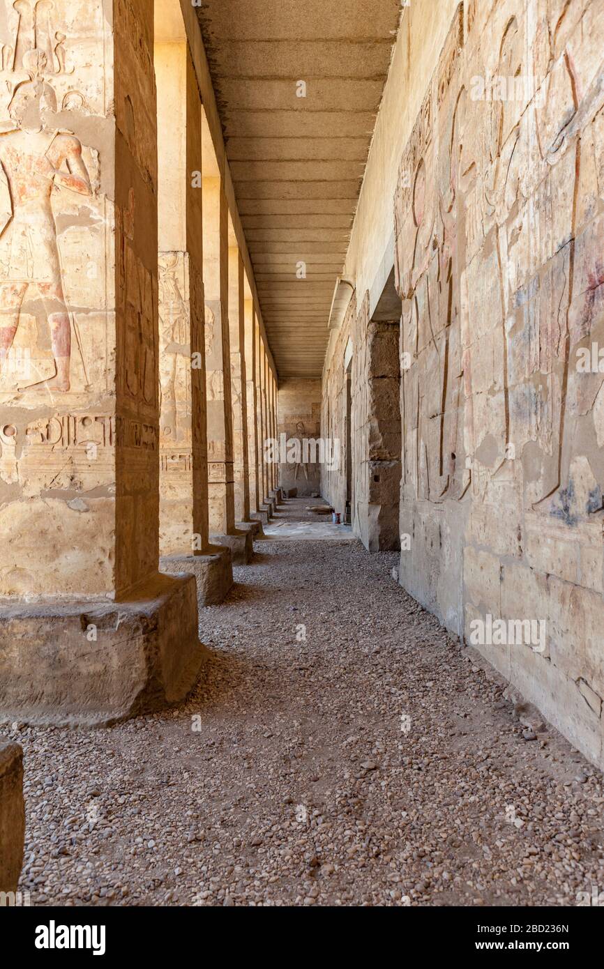 Portico of the Temple of Seti I, Abydos, Egypt Stock Photo - Alamy