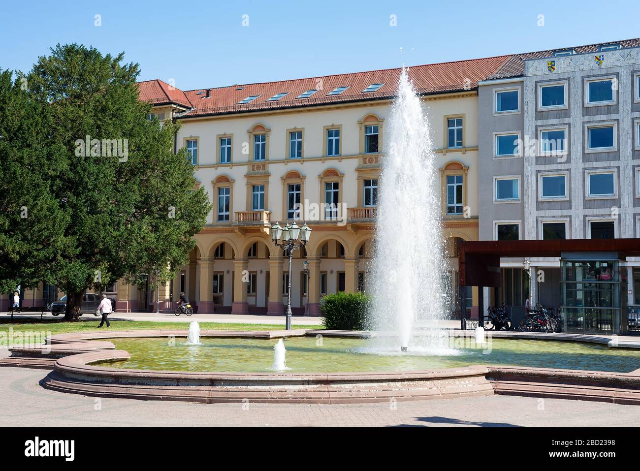 Karlsruhe, Germany - July 27, 2018. Urban landscape with facade of ...