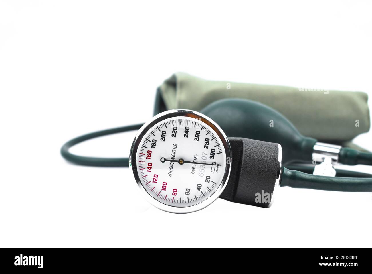 Side view of blood pressure measuring machine gently placed over an ...