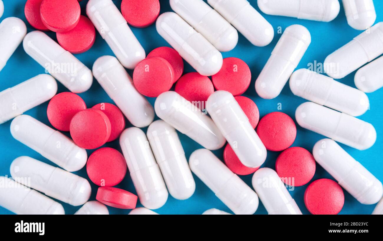 Medical background with tablets. Space for text Stock Photo - Alamy