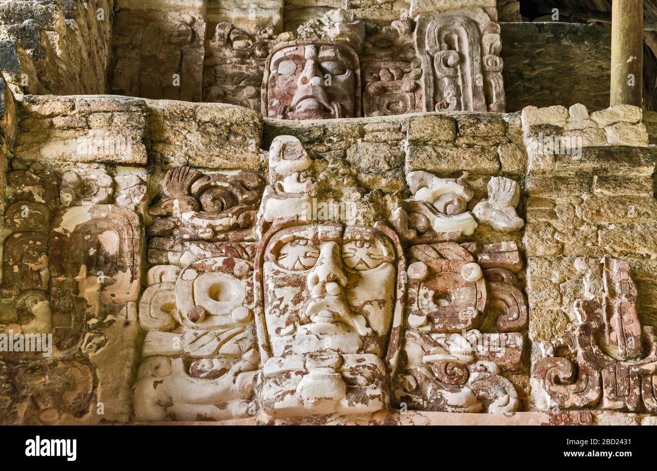 Masks at Templo de los Mascarones (Temple of the Masks), Maya ruins at ...