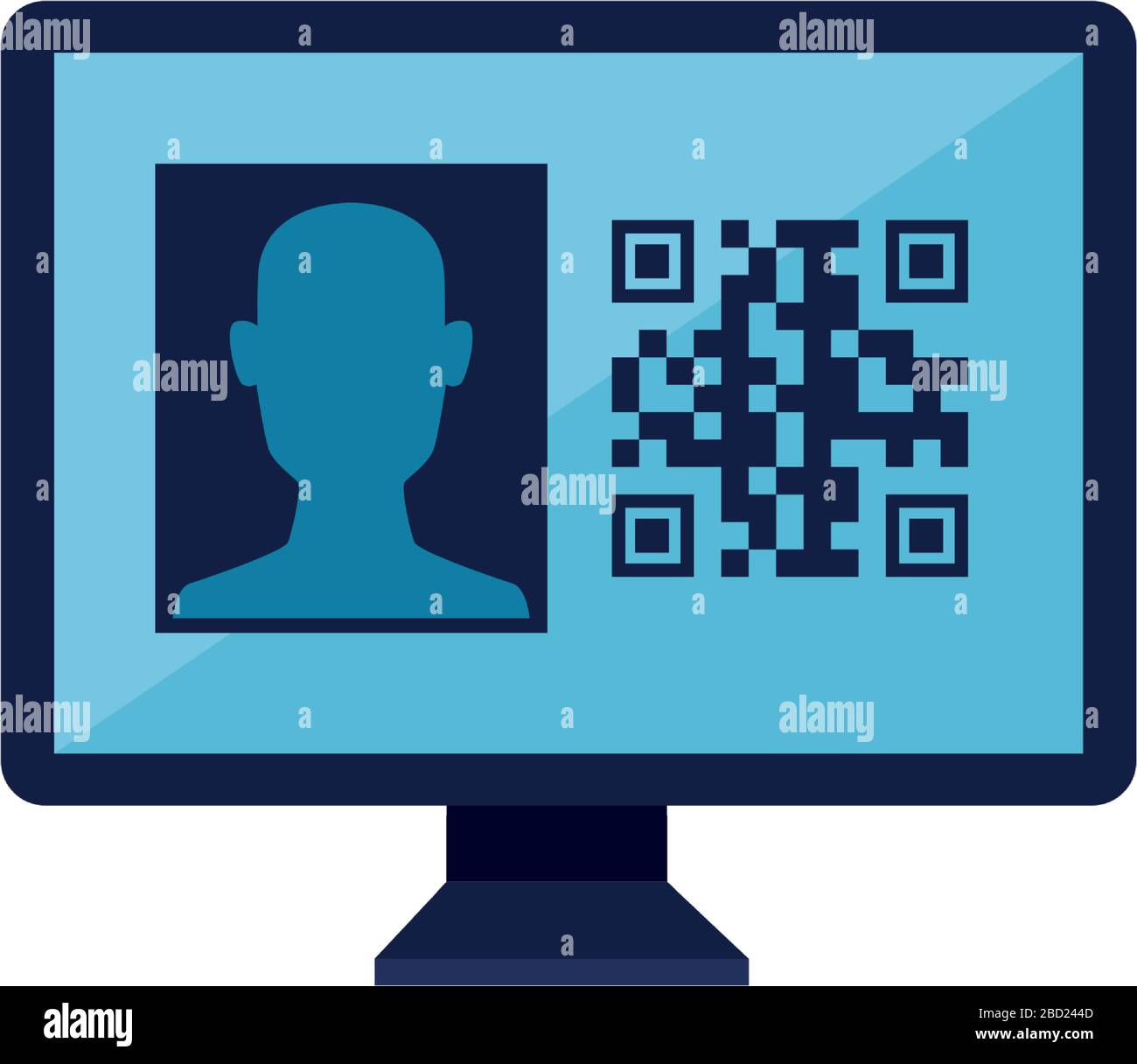 qr code inside computer and avatar head vector design Stock Vector ...