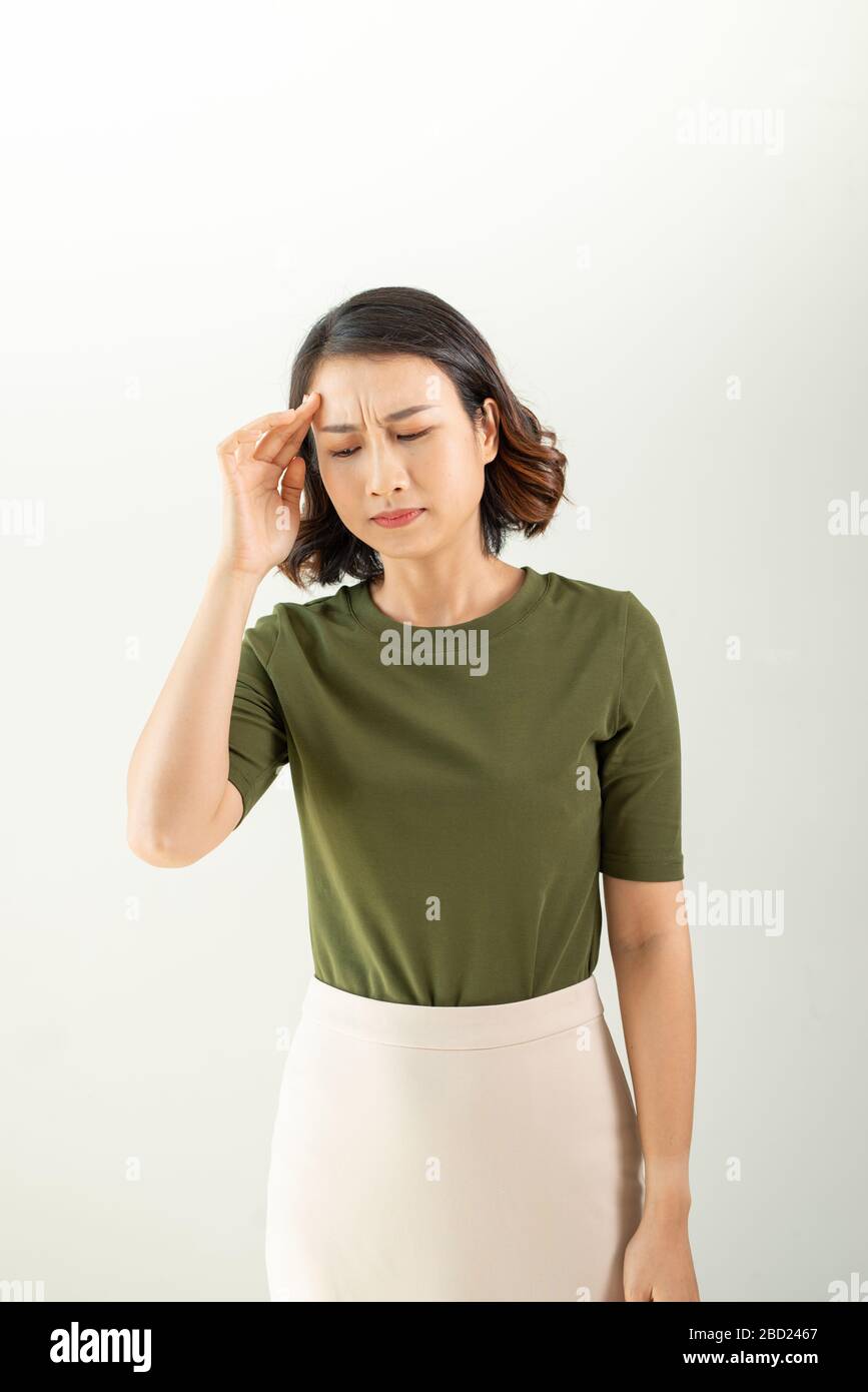 Portrait stressed sad young woman standing Stock Photo - Alamy