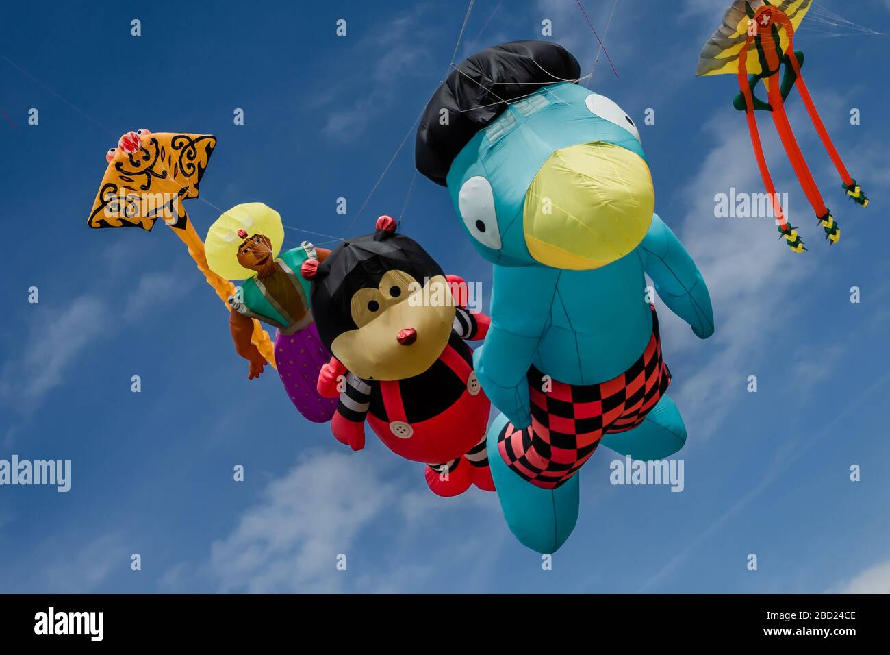 Giant flying cartoon character kites at the Southsea kite festival ...