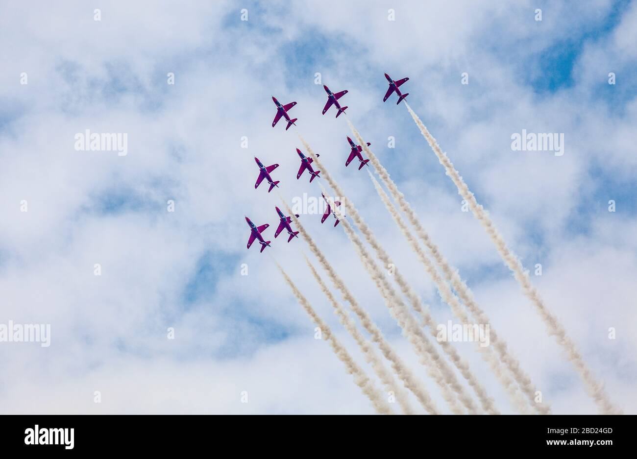 Red Arrows flying at Biggin Hill Airshow Stock Photo - Alamy