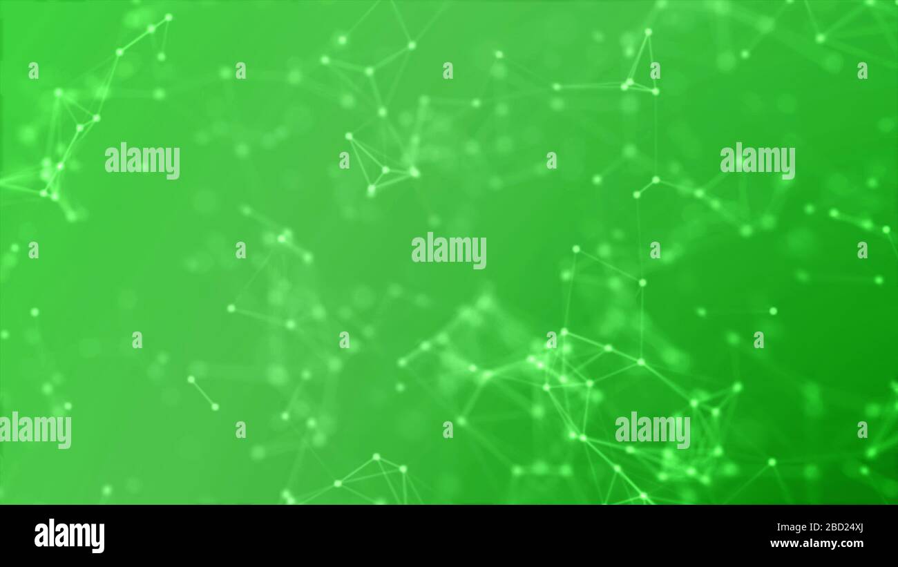 Blockchain network technology futuristic abstract green background ...