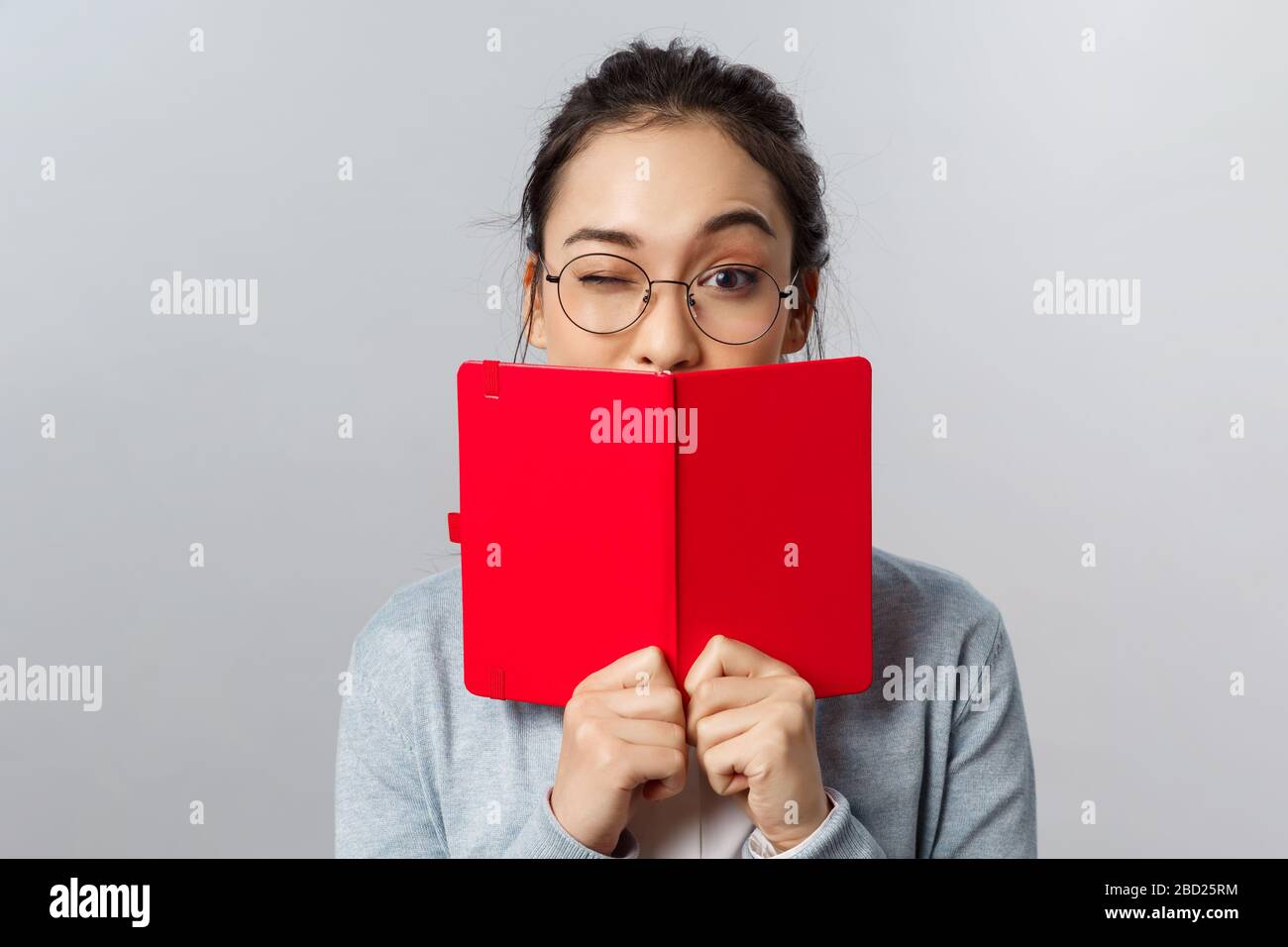 Education, university and people concept. Close-up portrait of cheeky ...
