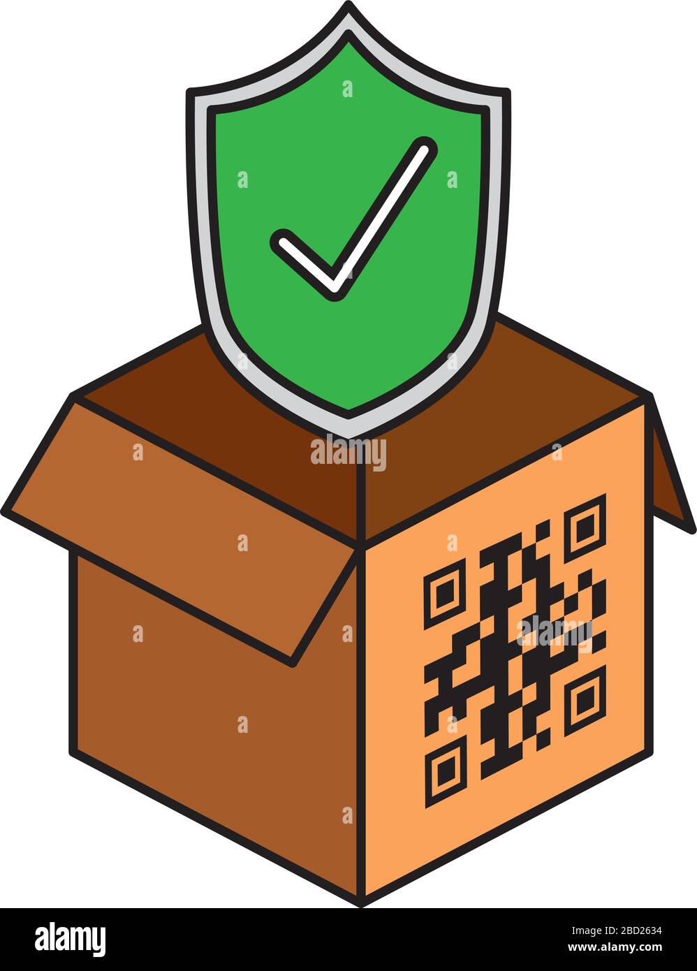 qr code over box and shield vector design Stock Vector Image & Art - Alamy