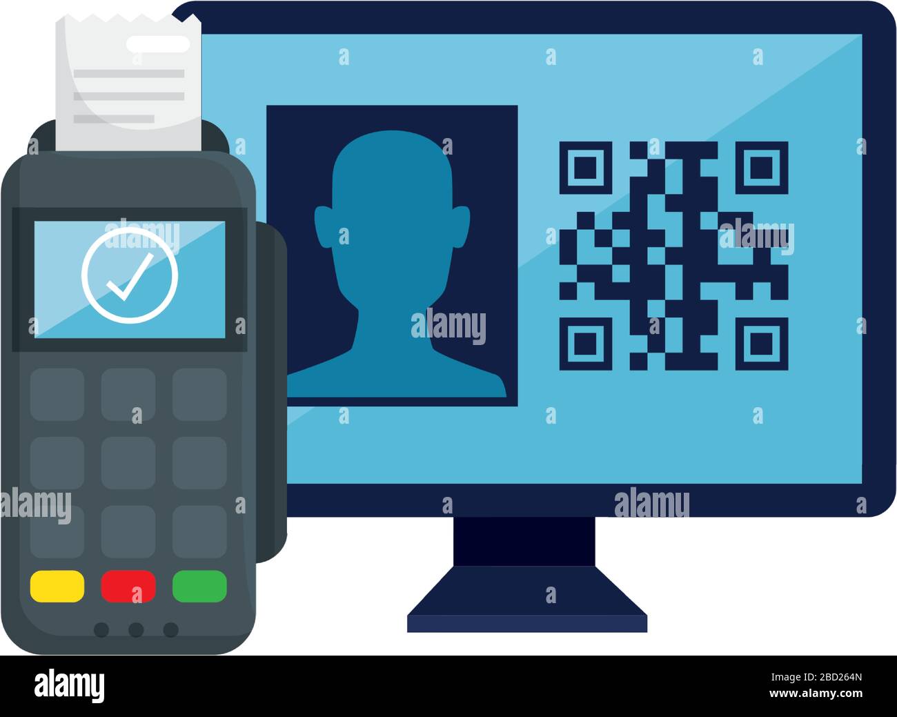 qr code inside computer and dataphone vector design Stock Vector Image ...