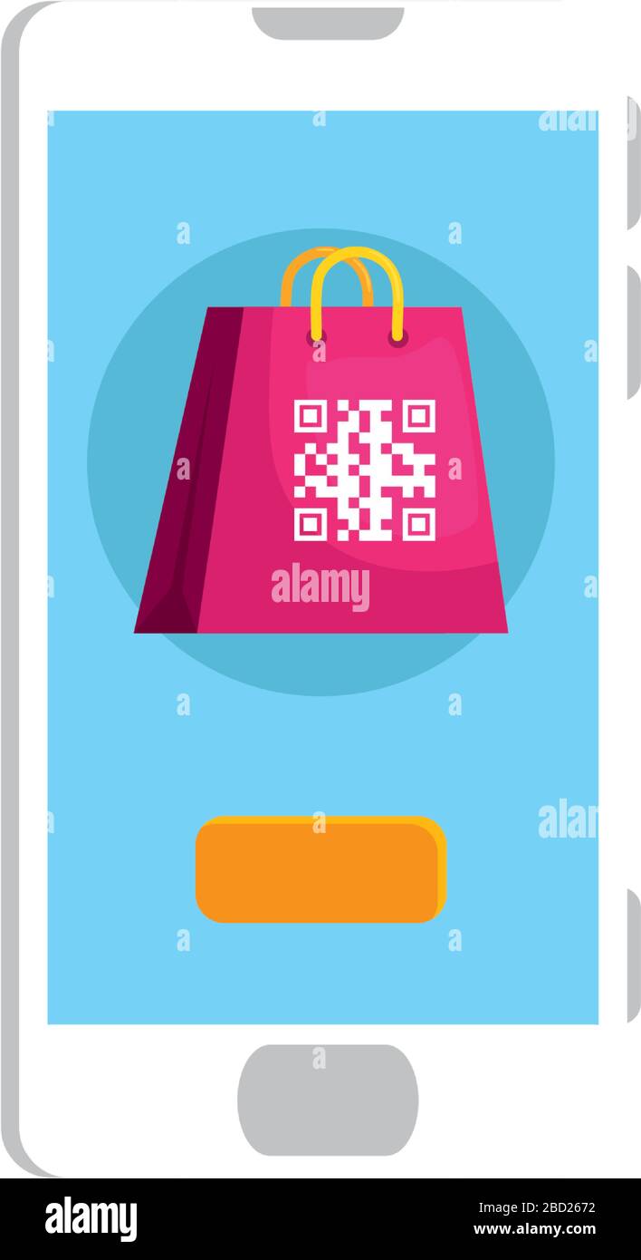 qr code inside smartphone and bag vector design Stock Vector Image ...