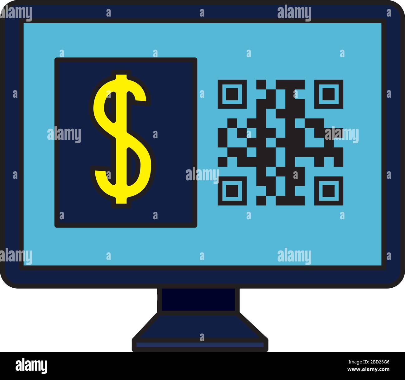 qr code inside computer and dollar vector design Stock Vector Image ...