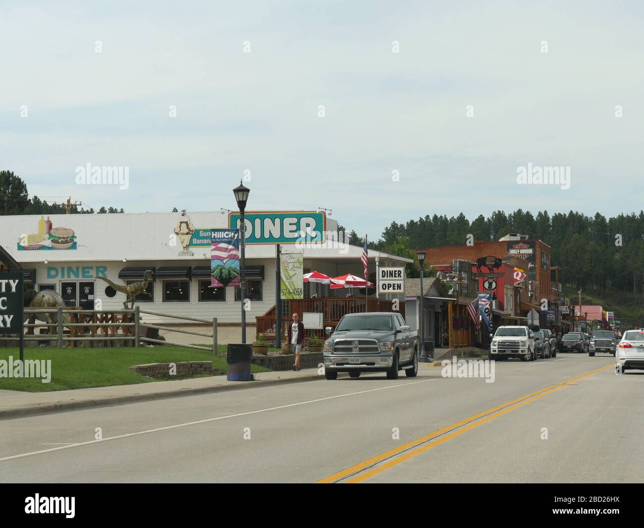 Hill City, South Dakota- July 2018: Street view of restaurants and ...