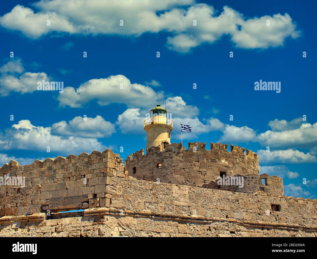 The famous lighthouse of Rhodes, Greece Stock Photo - Alamy
