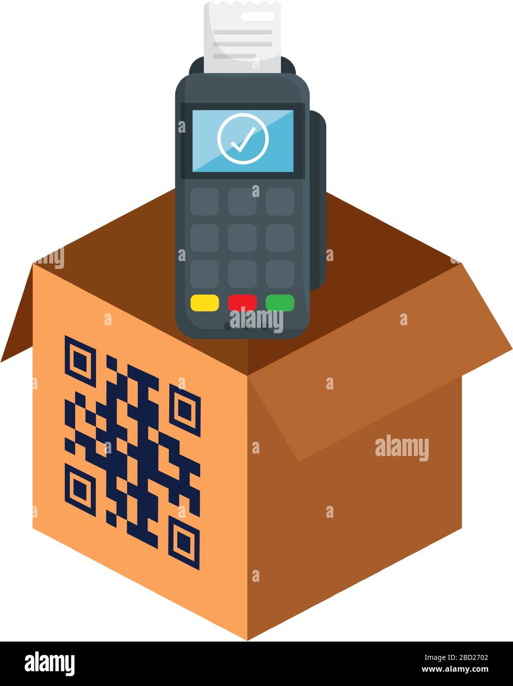 qr code over box and dataphone vector design Stock Vector Image & Art ...