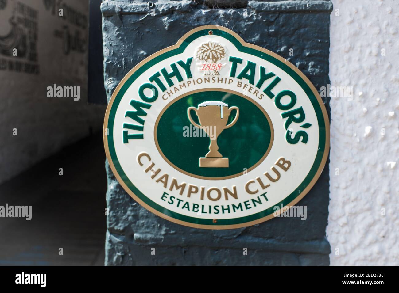 Banner of Timothy Taylor's Landlord beer in the pub Kendal Stock Photo ...