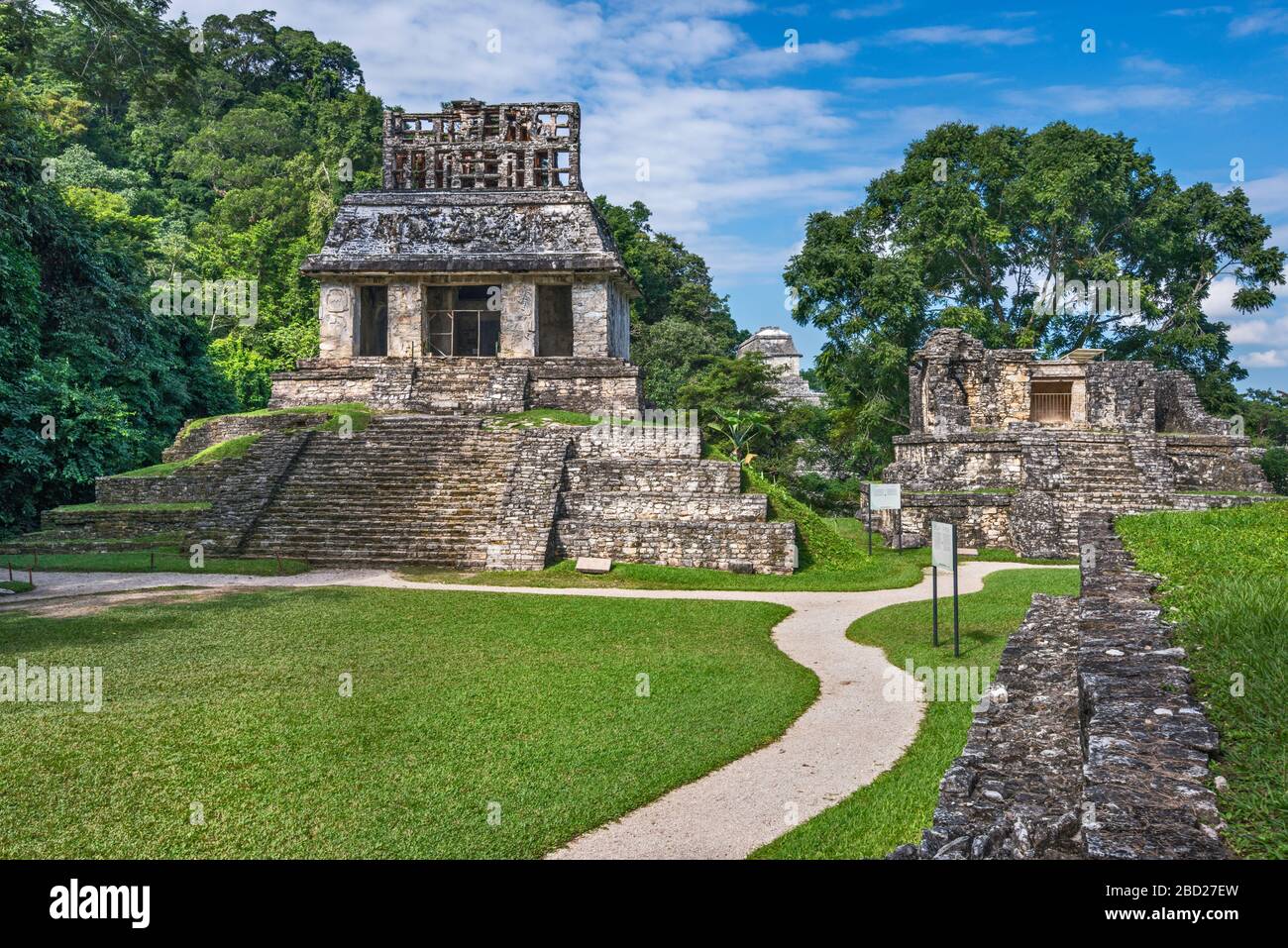 Templo XIV, with roof comb on top, Grupo de la Cruz, Maya ruins at ...