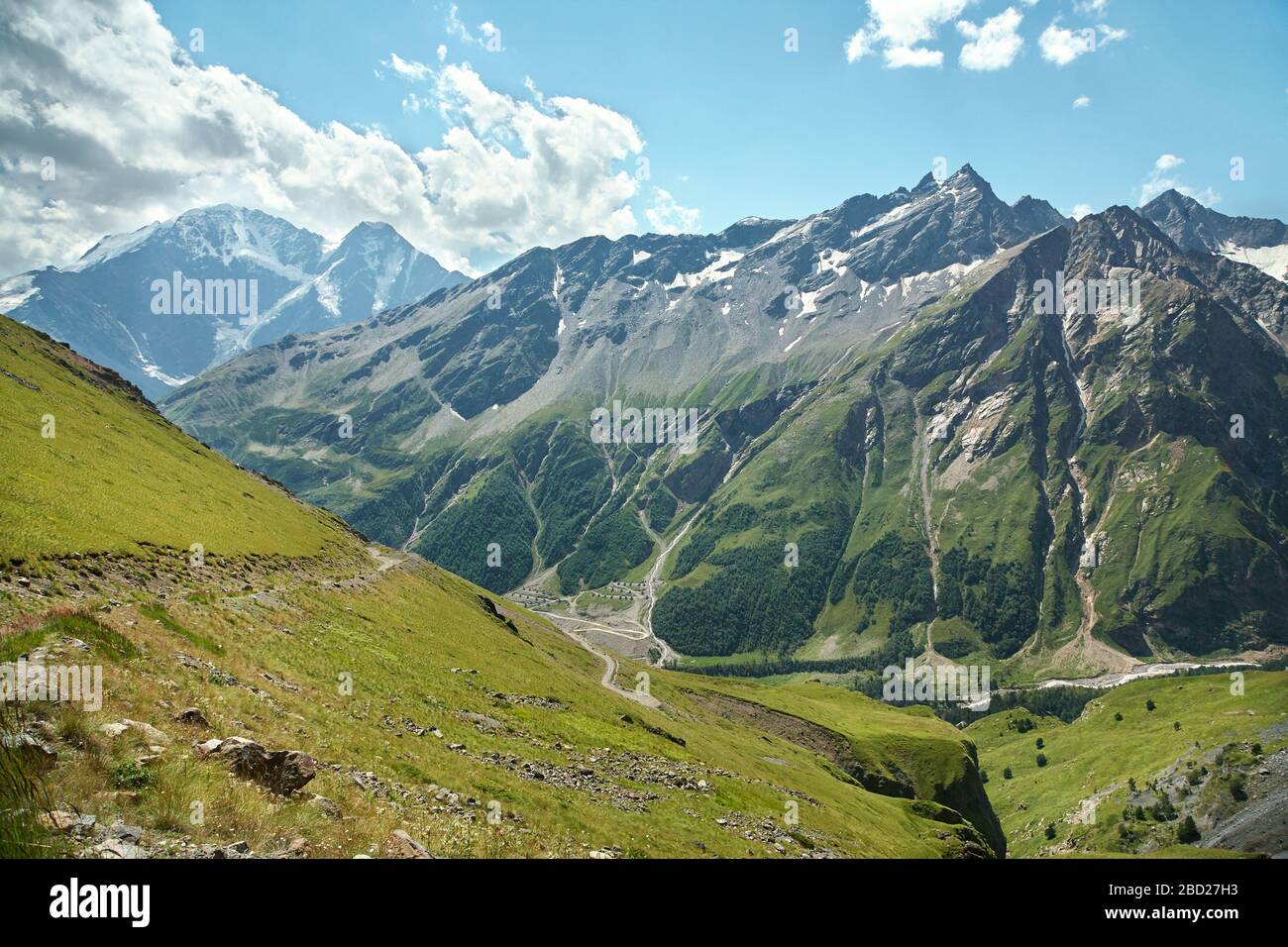 scenic alpine summer landscape. natural mountain background Stock Photo ...