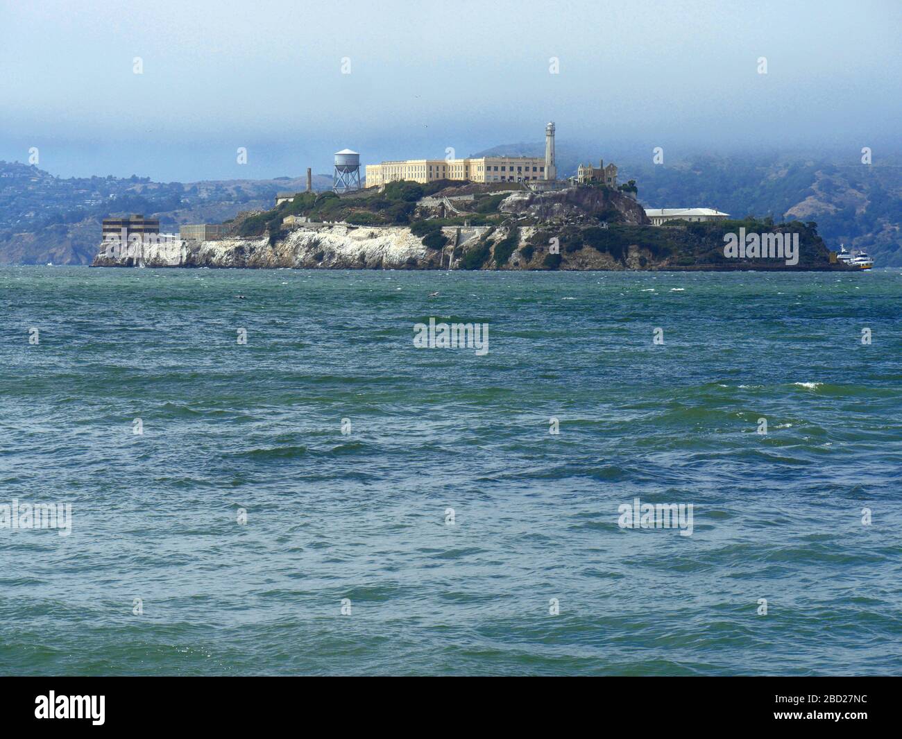 Alcatraz Island seen from San Francisco Bay. Alcatraz used to be a ...