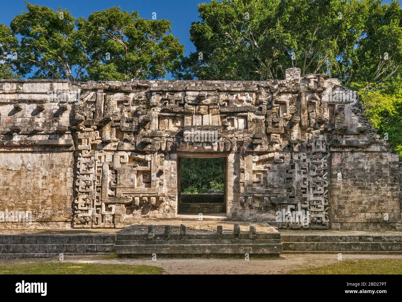House of the Serpent Mouth, Maya ruins at Chicanna archaeological site ...
