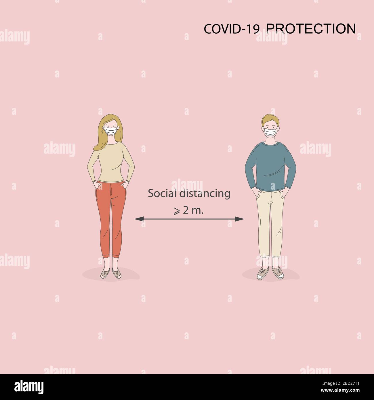 Social distancing, keep distance in public society people to protect ...