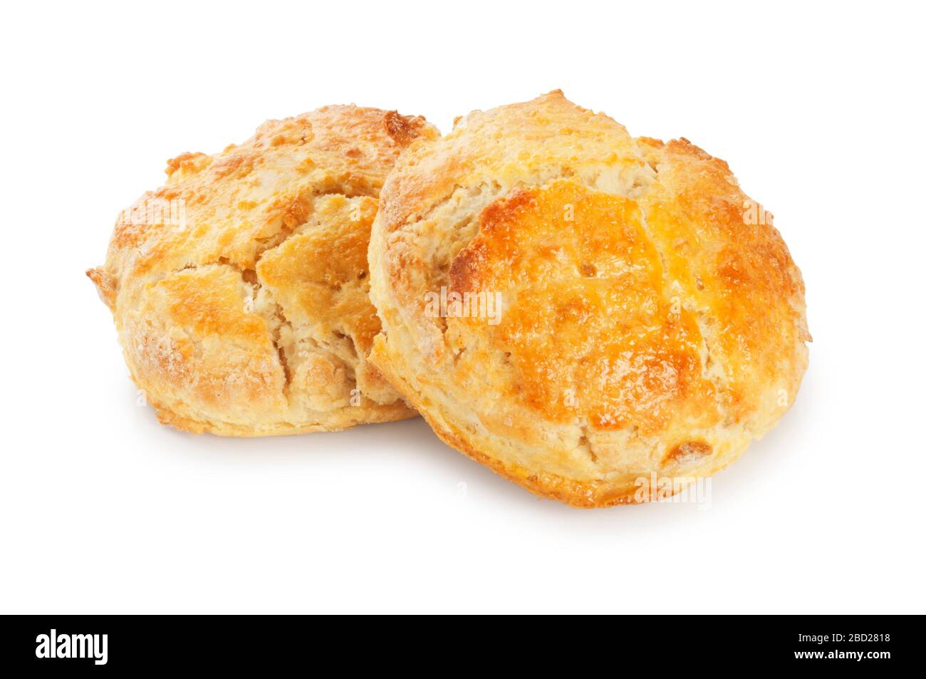 Studio shot of traditional homemade scones cut out against a white ...