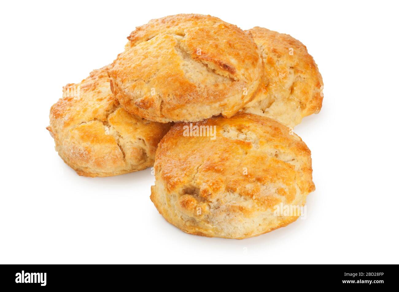 Studio shot of traditional homemade scones cut out against a white ...