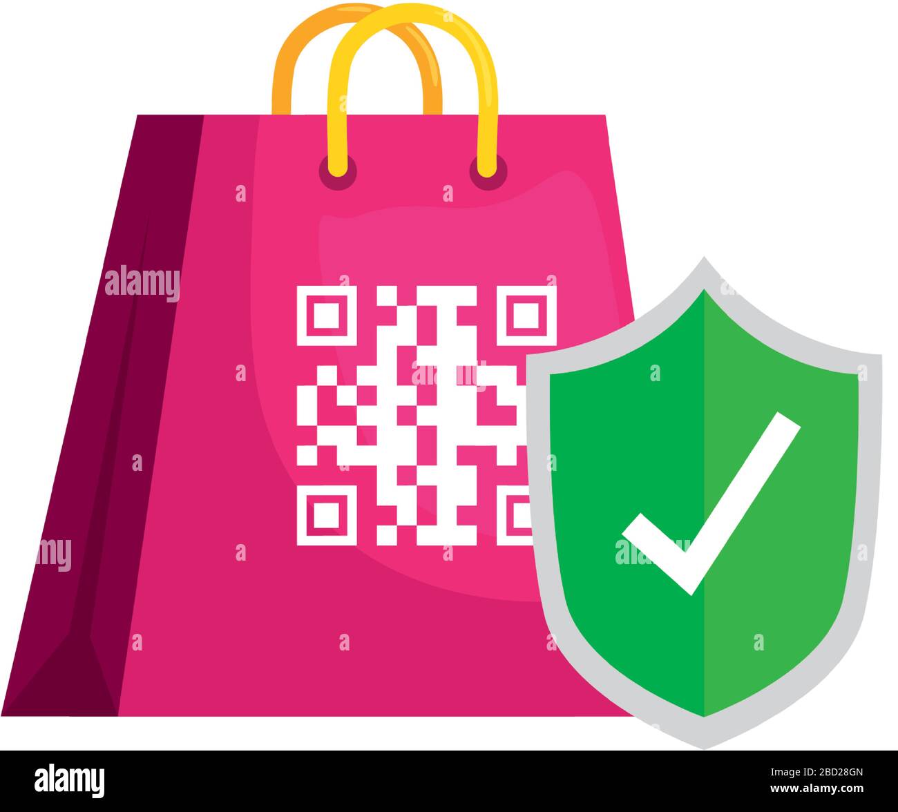 qr code over bag and shield vector design Stock Vector Image & Art - Alamy