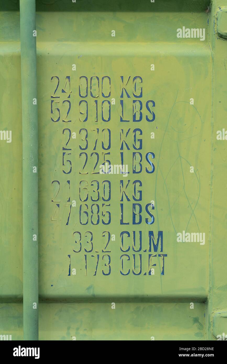 Close-up of old shipping container doors Stock Photo - Alamy