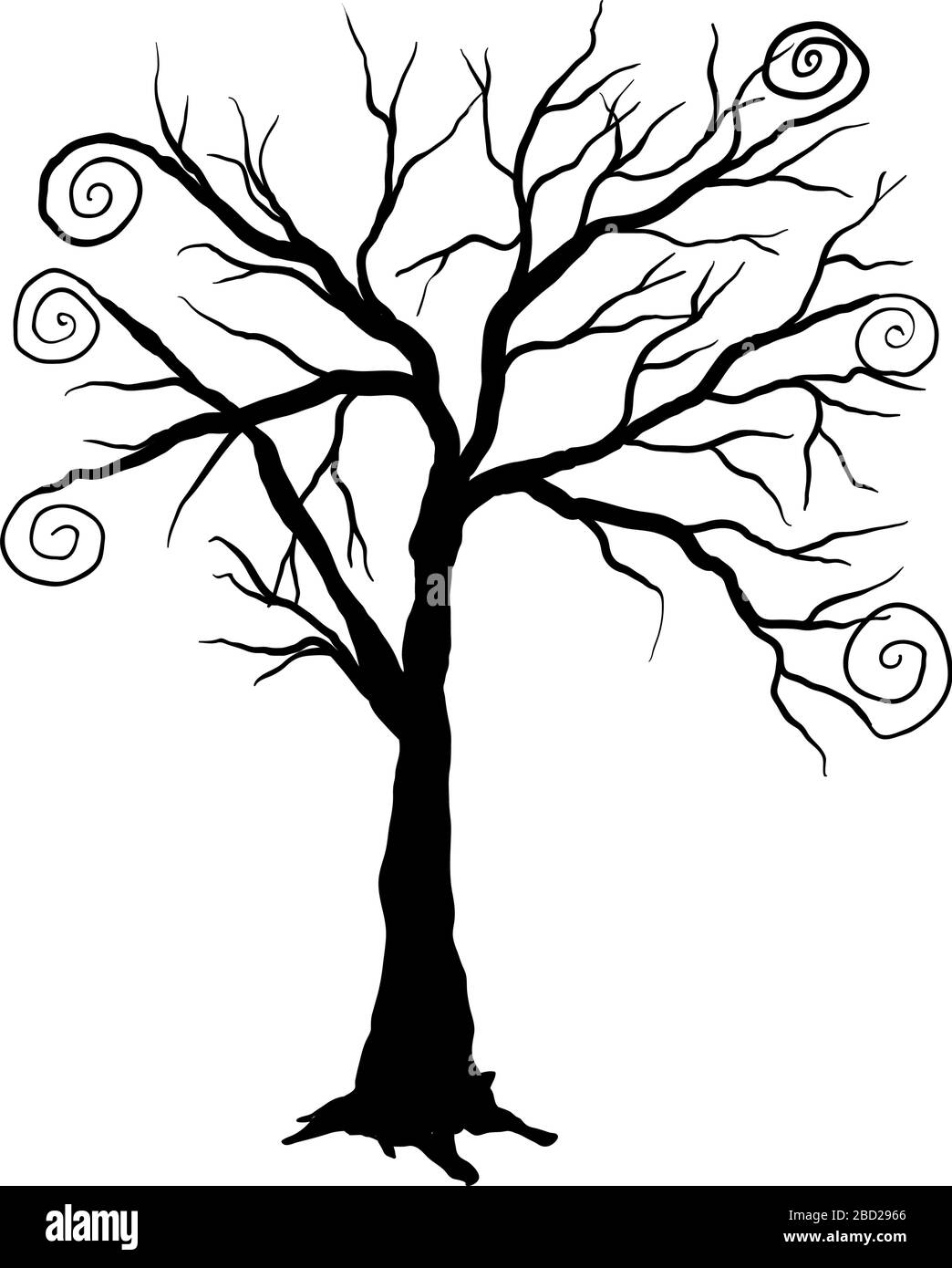 Halloween Cartoon Tree. Black Simple Design. Vector illustration Stock ...