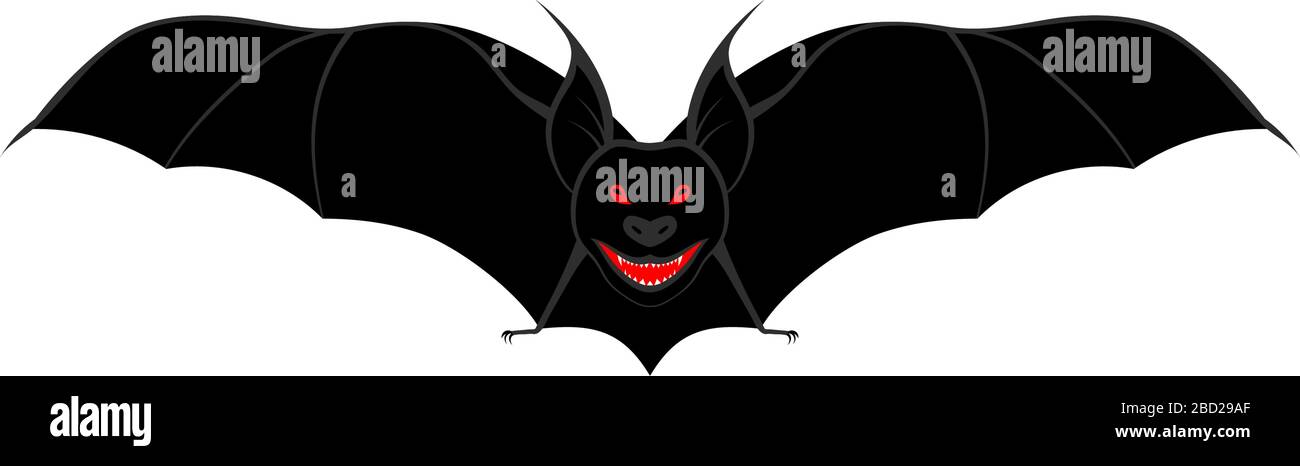 Scary Bat Over White Background for Creating Halloween Designs. Vector ...