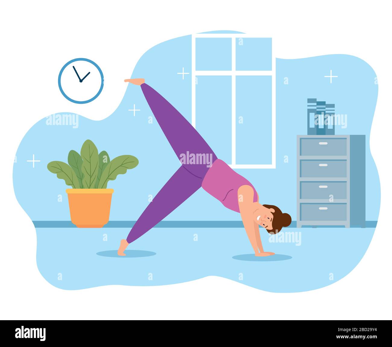 Home workout woman practicing Cut Out Stock Images & Pictures - Alamy