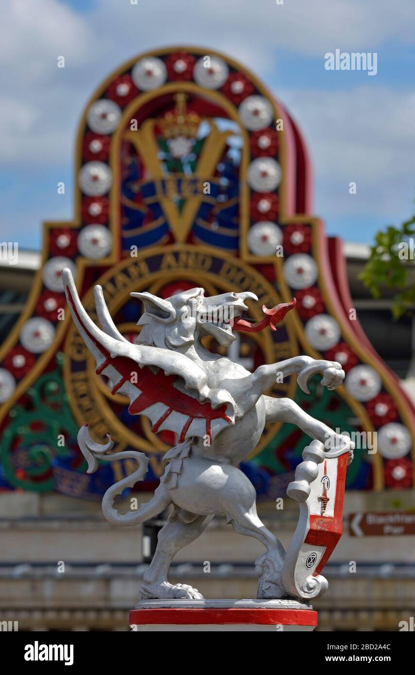 London, England, UK. Dragon marking the boundary of the City of London ...