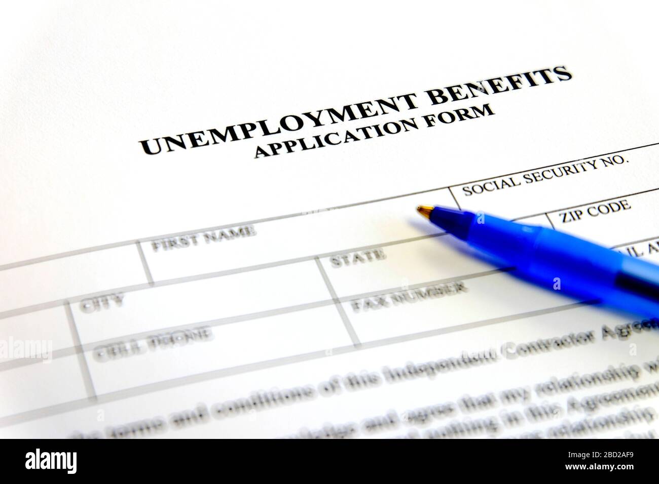 Written unemployment benefits application form Stock Photo - Alamy