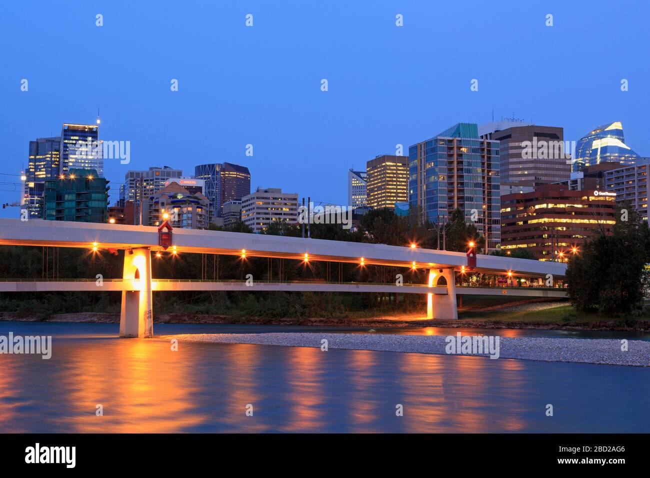 Light Rail bridge, Bow River, Kensington District, Calgary, Alberta ...