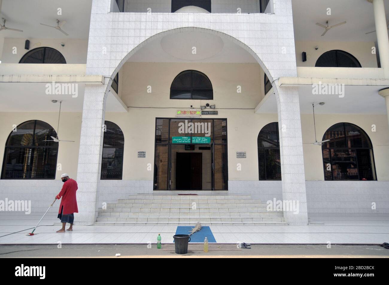March 28, 2020: A Mosque is being cleaning with sanitizar as a ...