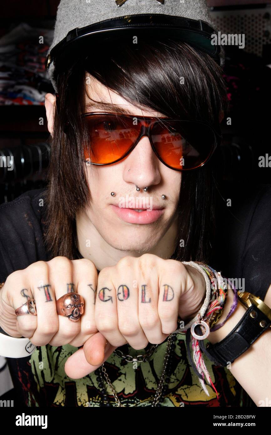 Trace Cyrus of Metro Station portraits taken at Hot Topic in ...