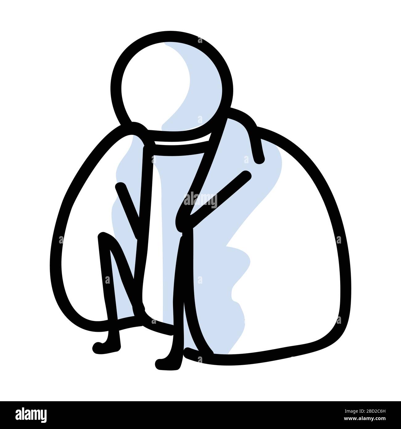 Stickfigure comfortable in blanket lineart icon vector. Cozy nap ...