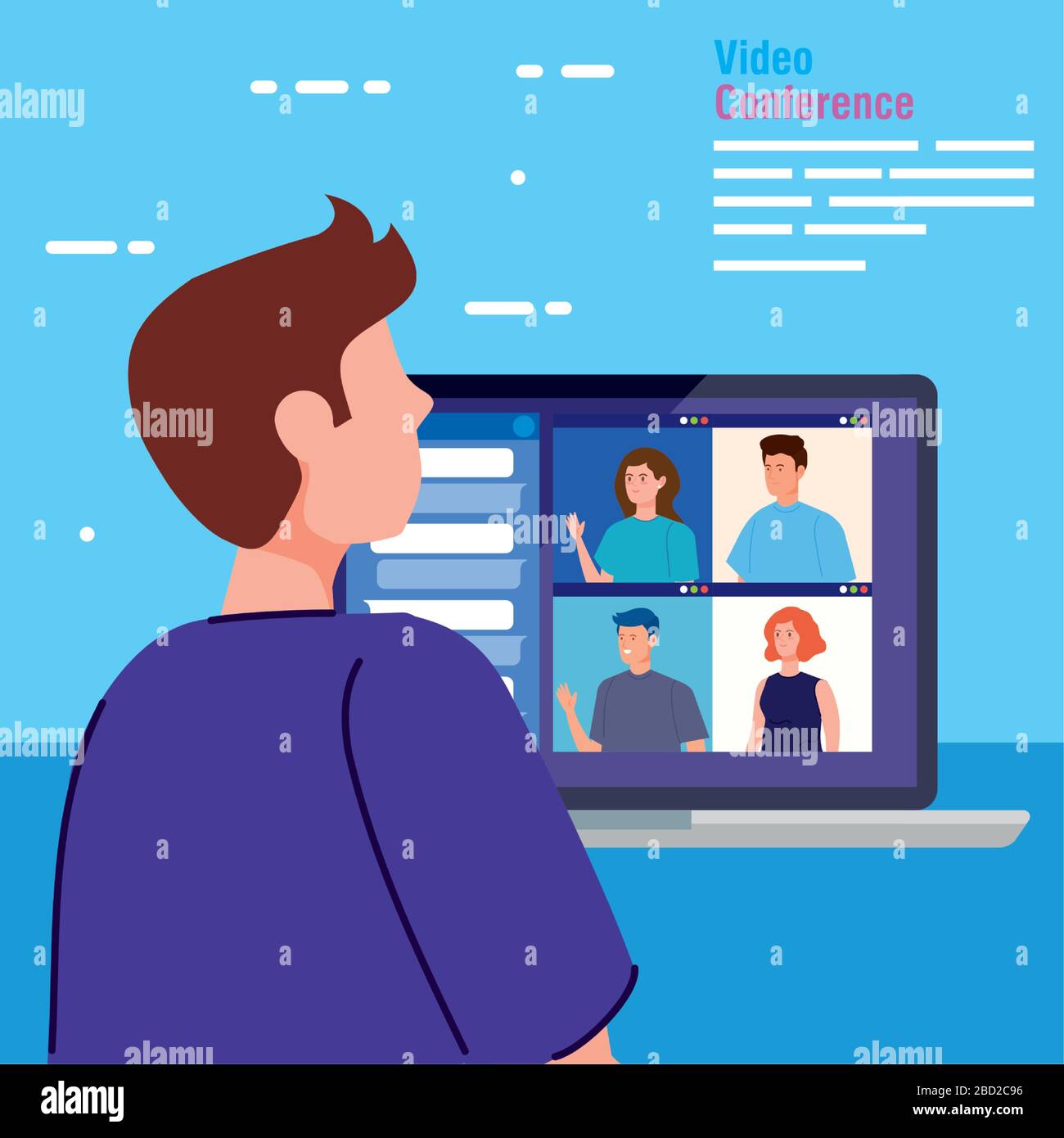 man in video conference from the laptop Stock Vector Image & Art - Alamy
