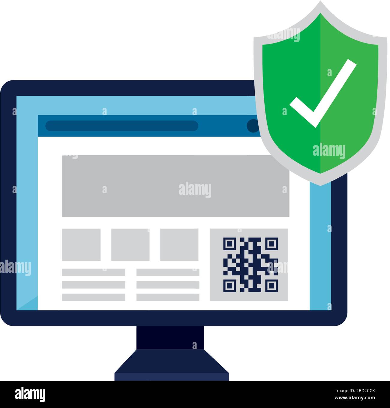 qr code inside computer and shield vector design Stock Vector Image ...