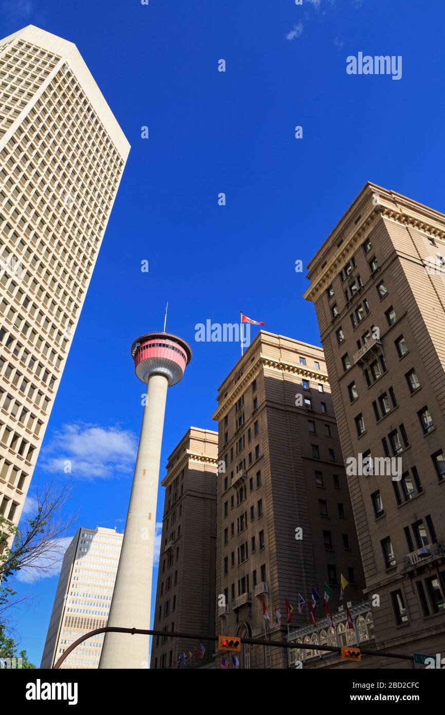 Calgary Tower on 9th Avenue, Calgary, Alberta, Canada Stock Photo - Alamy