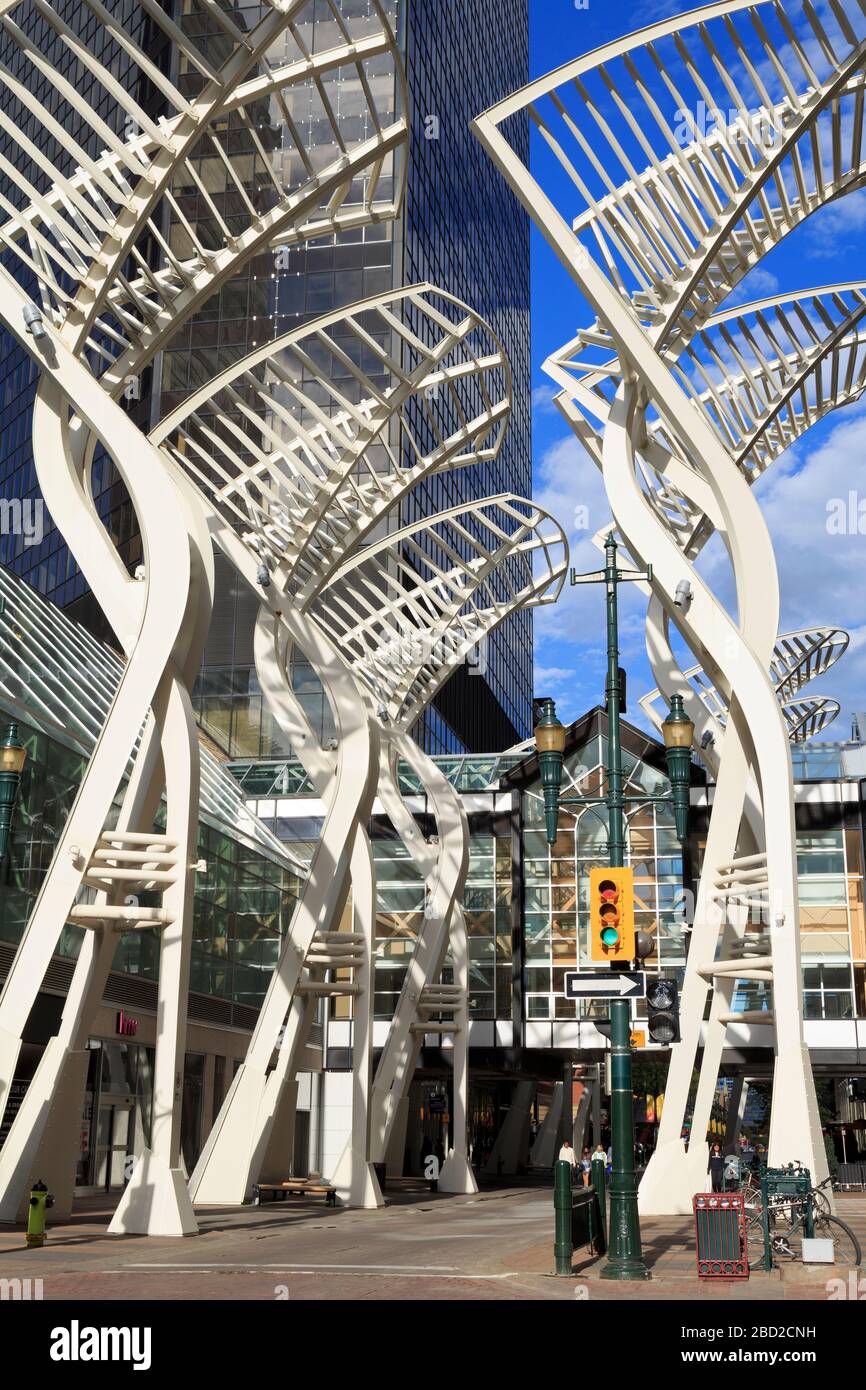 Trees Sculpture on Stephen Avenue, Calgary, Alberta, Canada Stock Photo ...