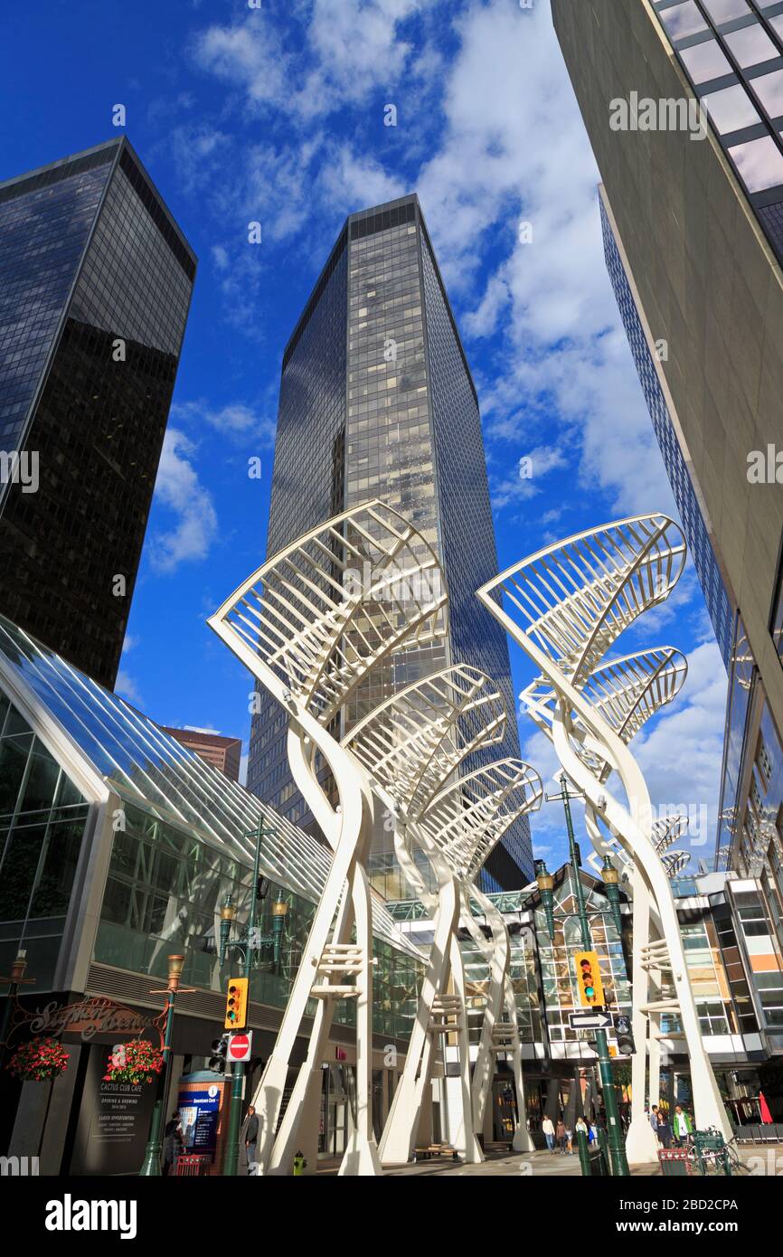 Trees Sculpture on Stephen Avenue, Calgary, Alberta, Canada Stock Photo ...