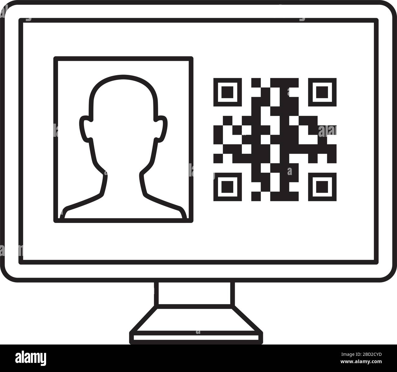 qr code inside computer and avatar head vector design Stock Vector ...